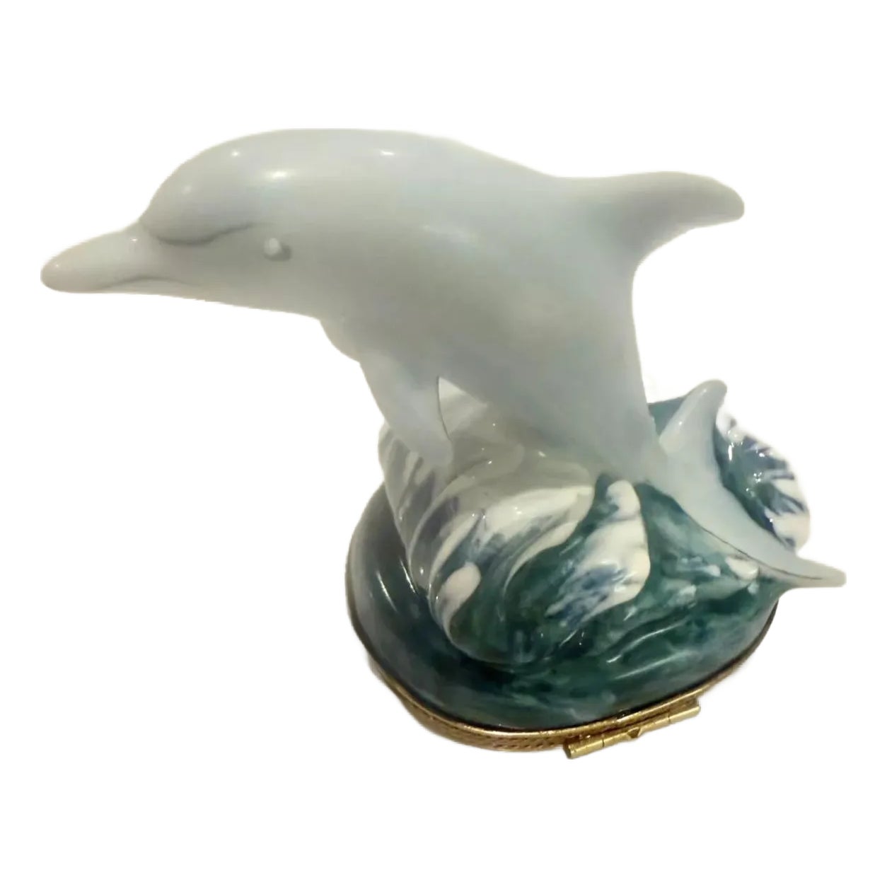 Vintage Dolphin Limoges Porcelain Trinket Box Rochard Hand Painted ...