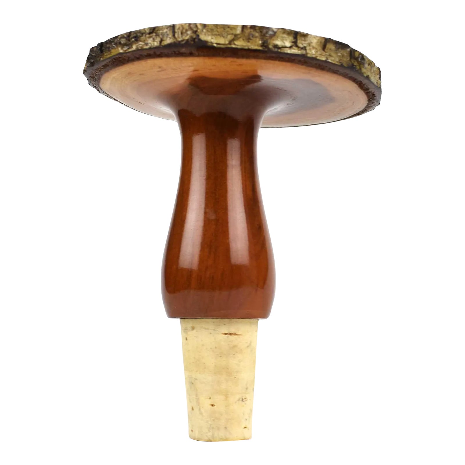 Late 20th Century Handmade Wood Turning Live Edge Cork Bottle Stopper ...