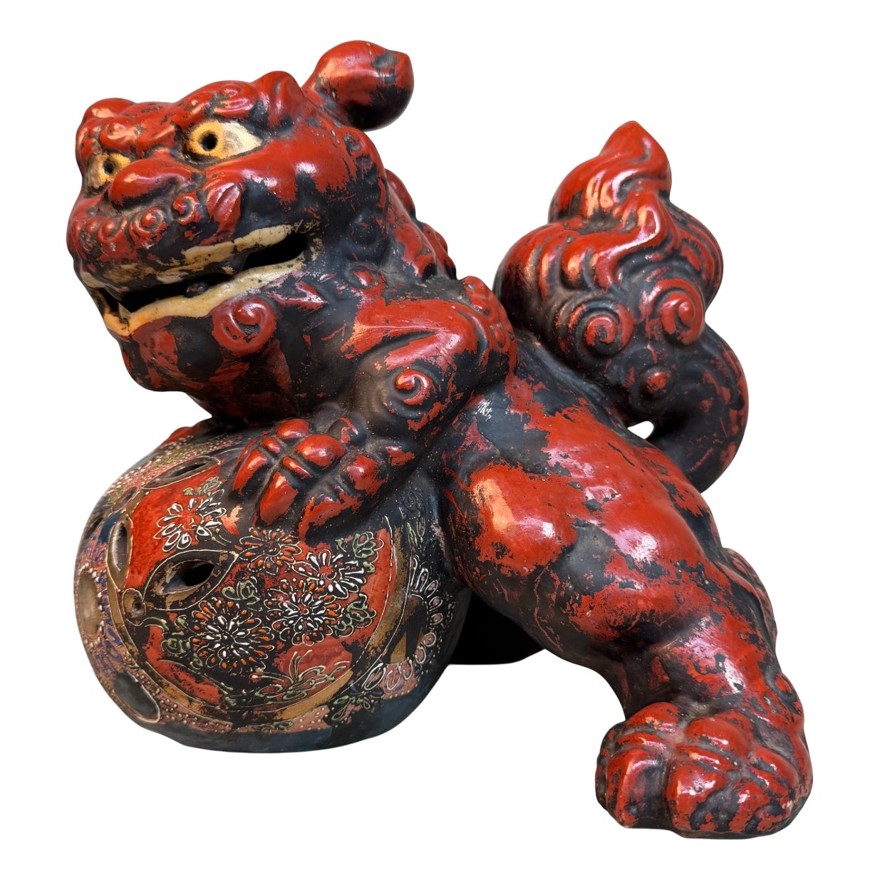 Japanese Shishi / Lion-Dog with Ball, 1950s | Chairish