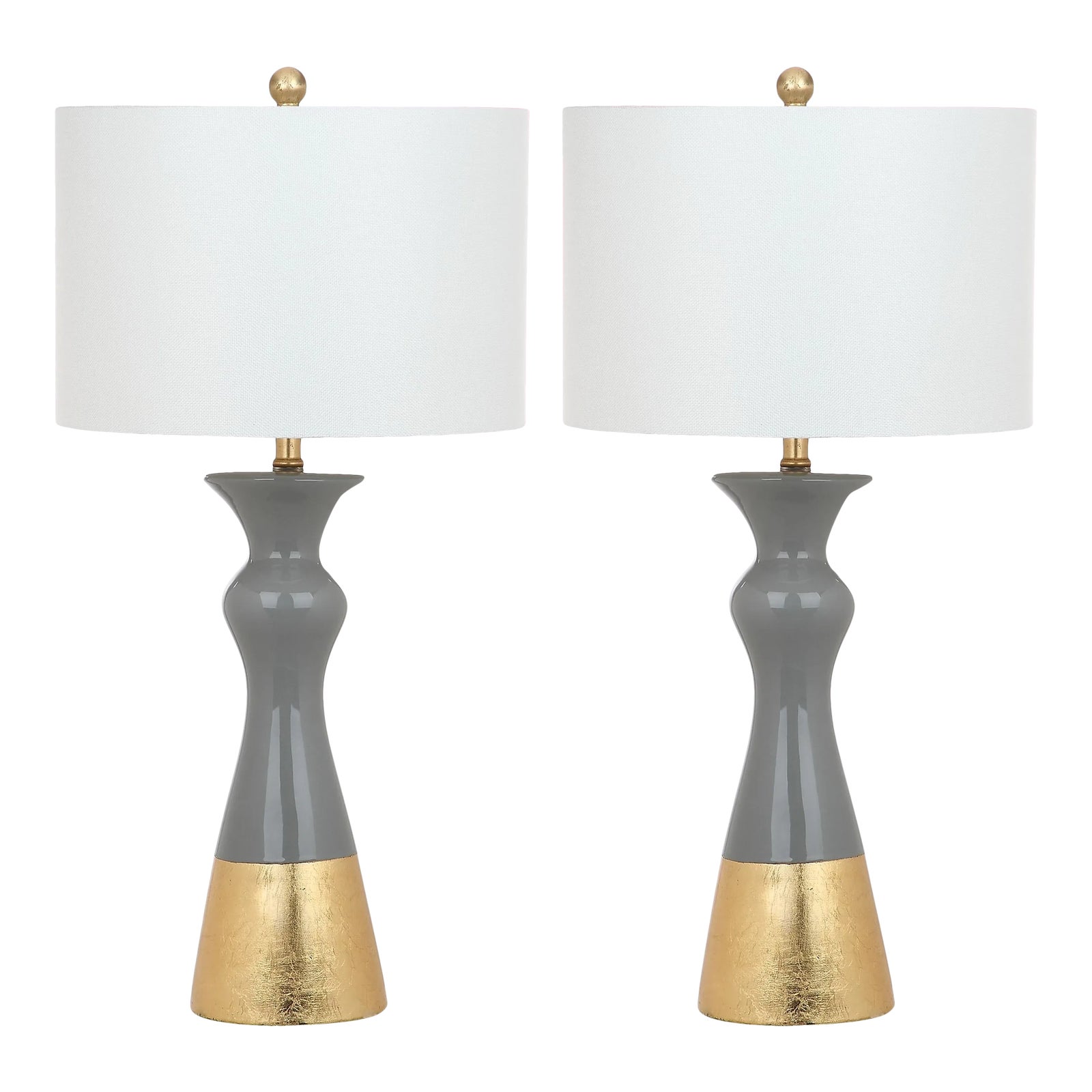 30.5 Inch H Table Lamp in Grey & Gold - a Pair | Chairish