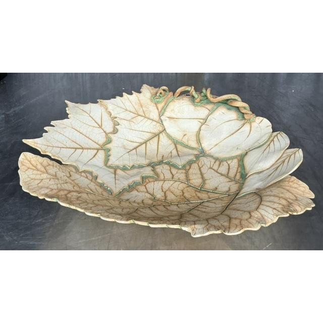 Vintage Boho Original Studio Pottery Leaf Bowl | Chairish