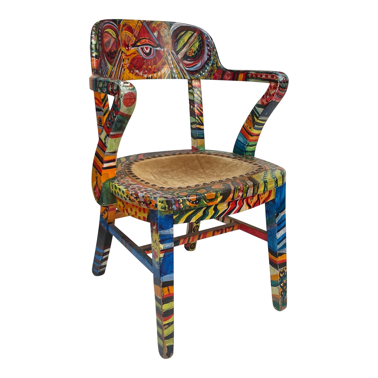 1966 Solid Oak Bankers Chair as Canvas by Joseph S. Lysowski | Chairish
