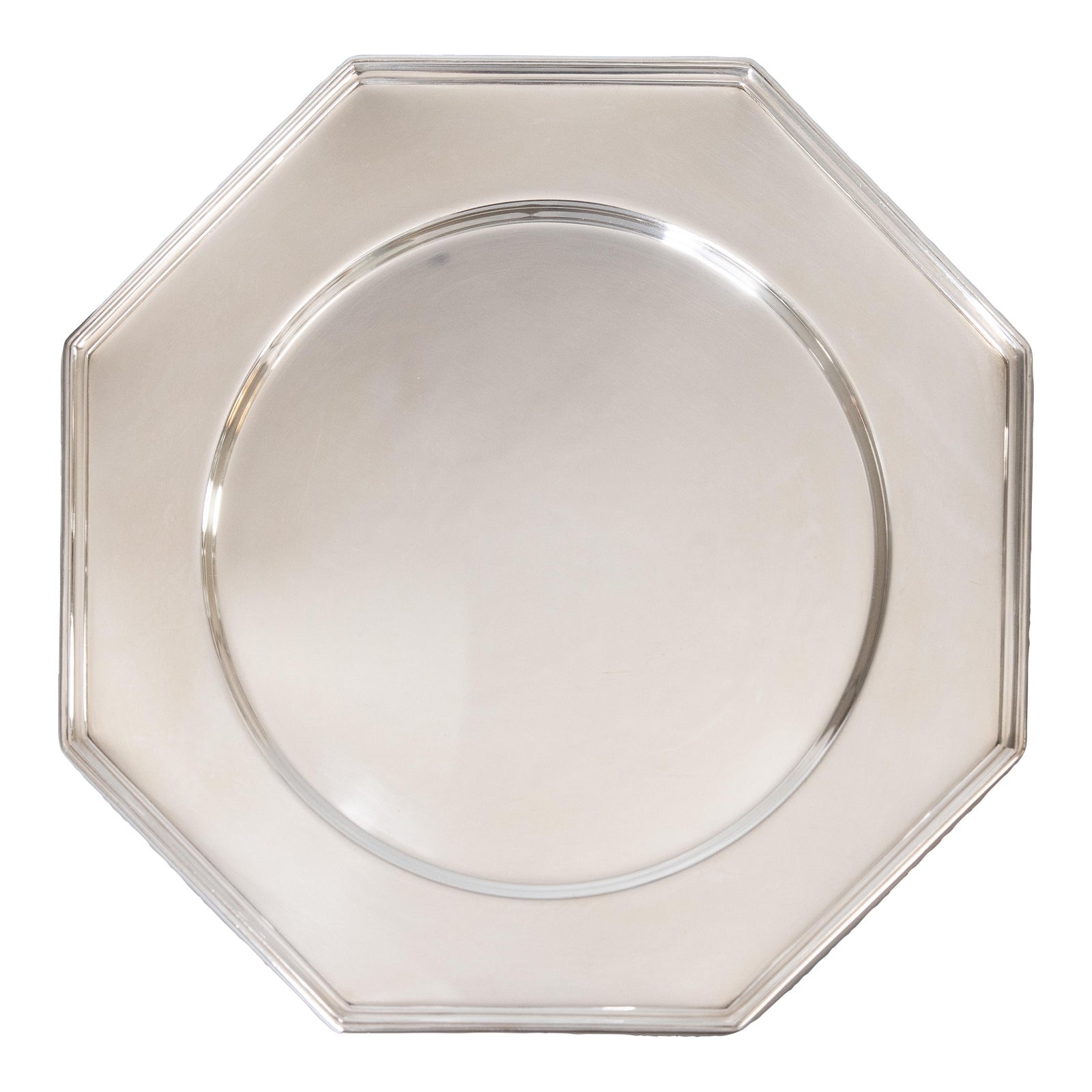 Vintage English Silver Plate Octagonal Barware Drinks Tray | Chairish