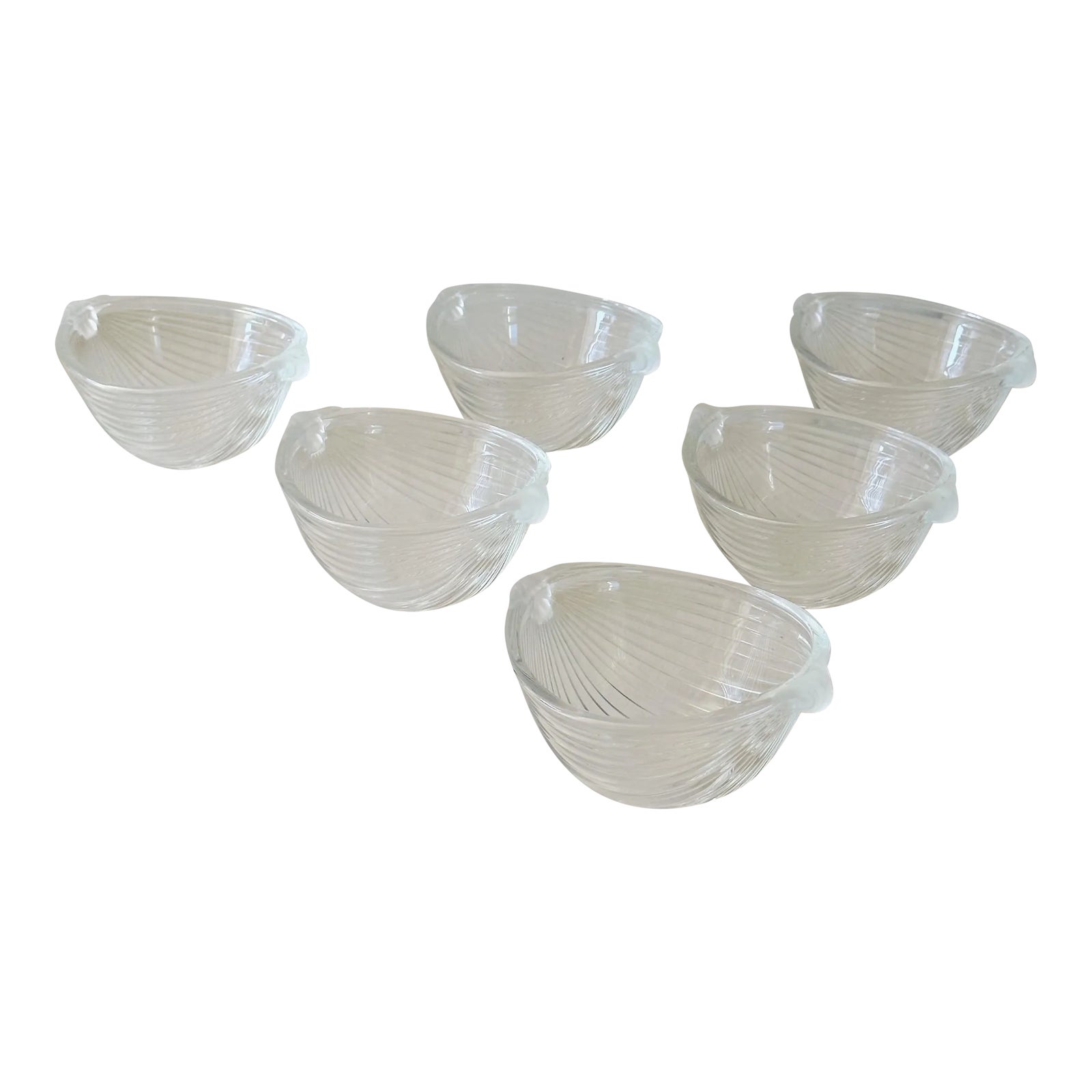 Antique Art Deco Crystal Nut Bowls With Scrollwork Handle Detail, a Set ...