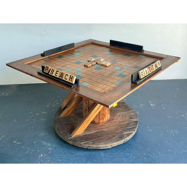 Vintage Monumental Wood Scrabble Board Game Table | Chairish