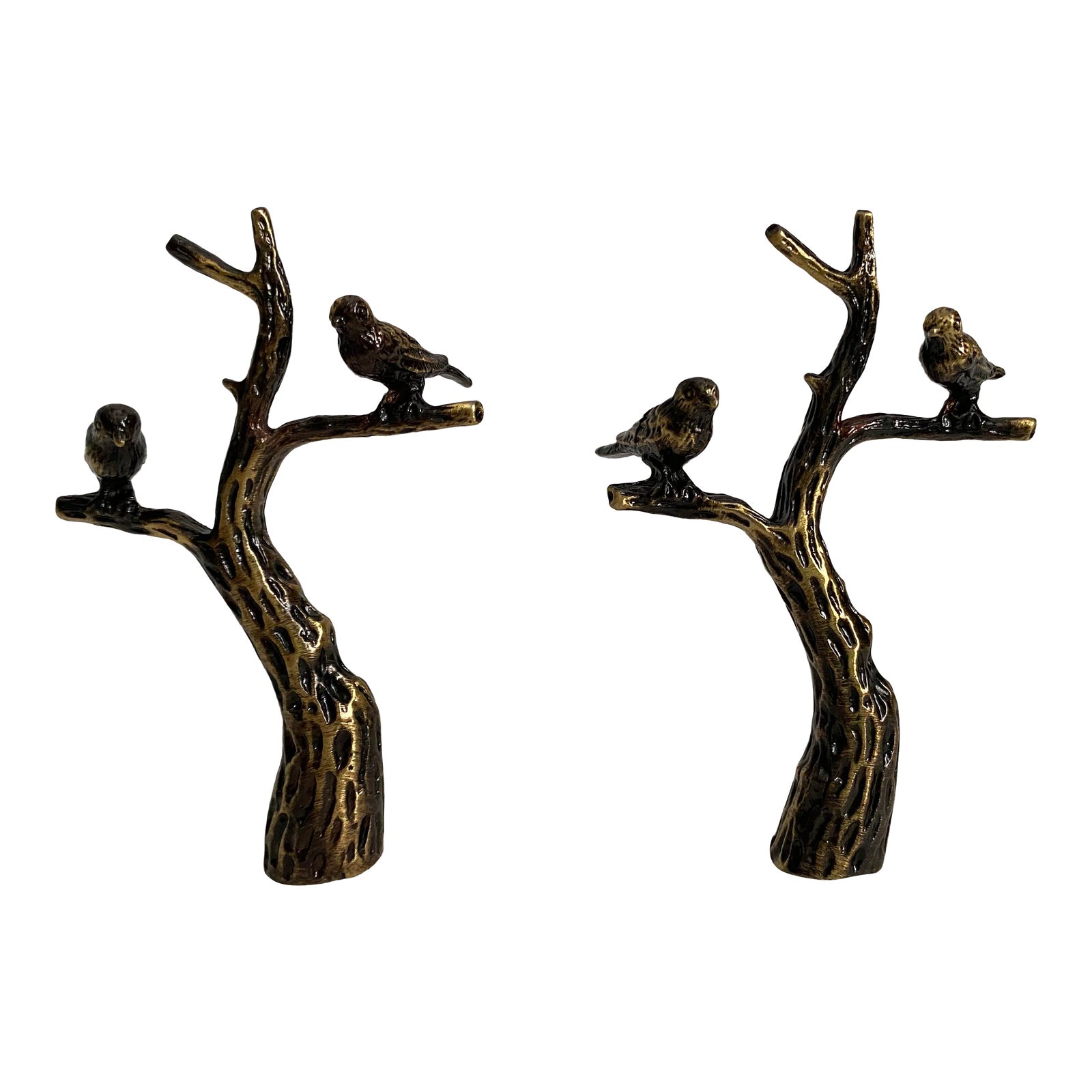 Birds on Branch Finials - Pair | Chairish
