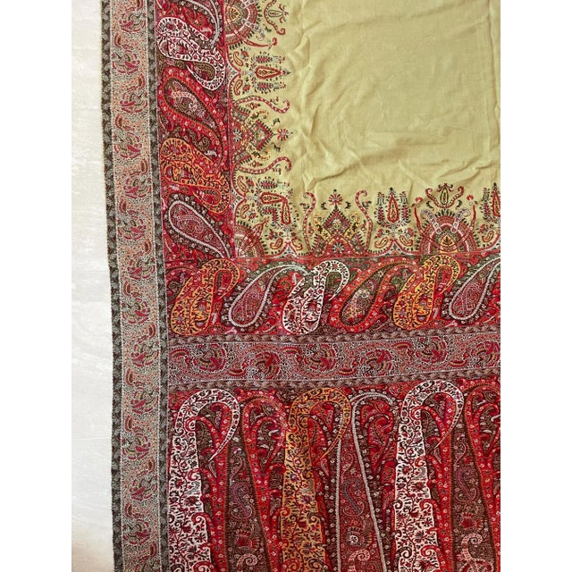 Mid 19th Century Antique Kashmiri Shawl Throw | Chairish