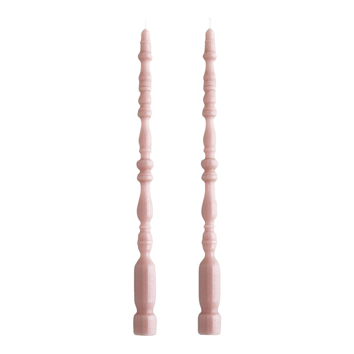 Spindle Leg Tapers Beeswax Candles in Smoked Lilac - a Pair | Chairish
