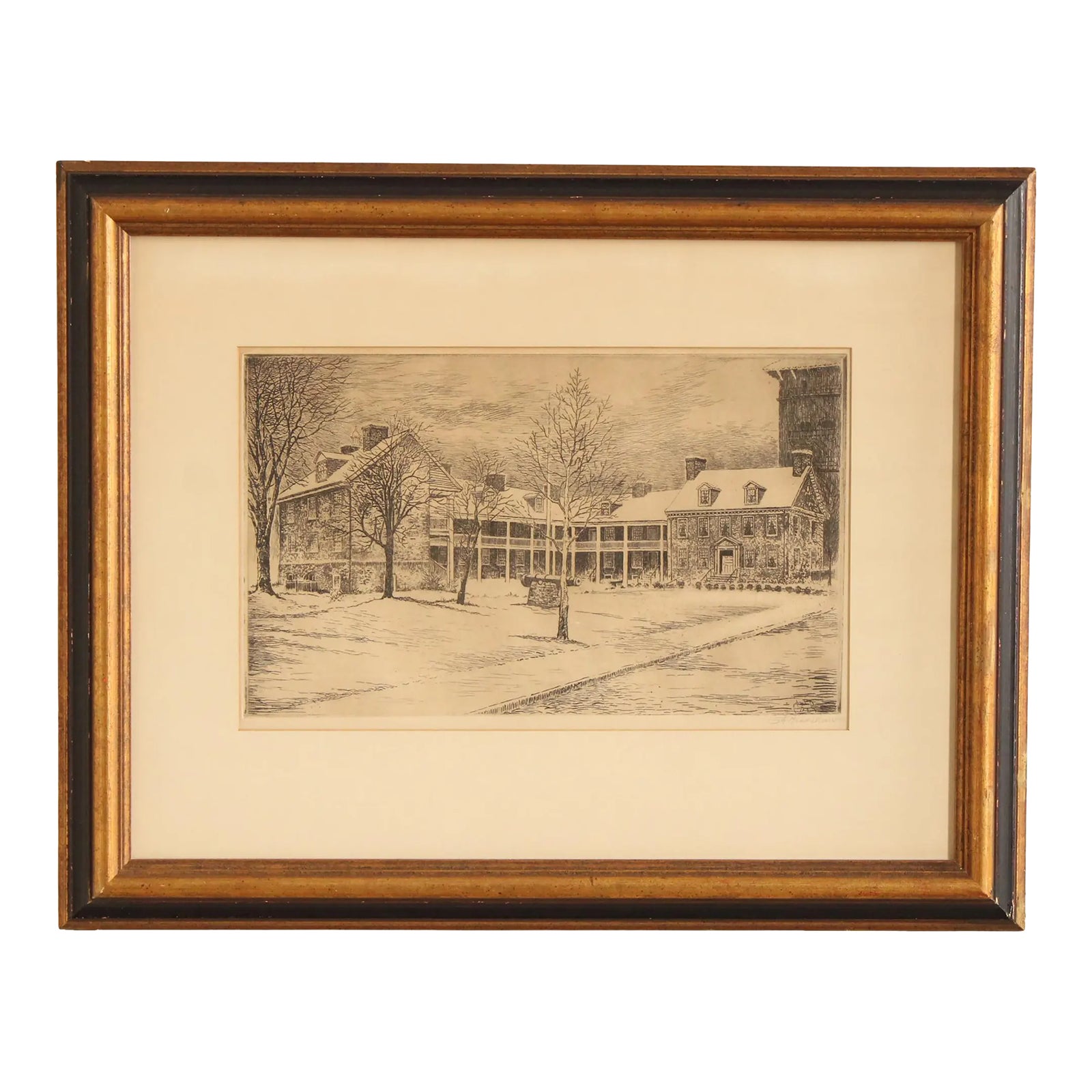 Mid 20th Century George Bradshaw Etching, Old Barracks | Chairish