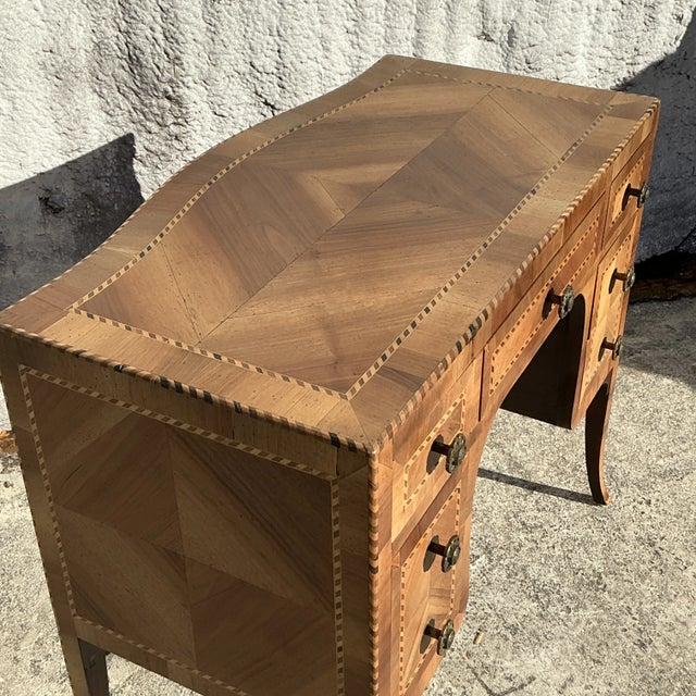 Vintage Boho Inlay Writing Desk | Chairish
