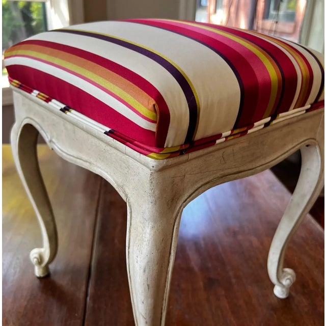 Vintage Thomas De Angelis Stool in Manuel Canovas Silk Stripe Fabric ...