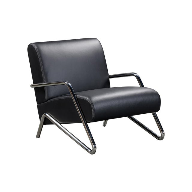Chrome Leather Lounge Chair | Chairish