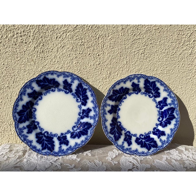 Antique English Flow Blue Plates- Set of 9 | Chairish