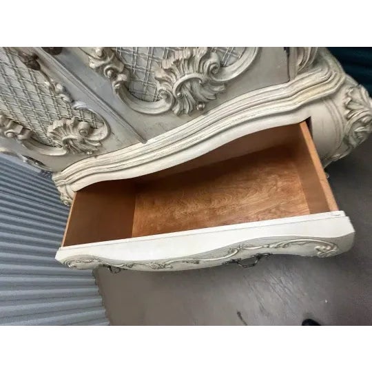 1970s Vintage French Rococo Carved Wood and Chicken Wire Armoire | Chairish