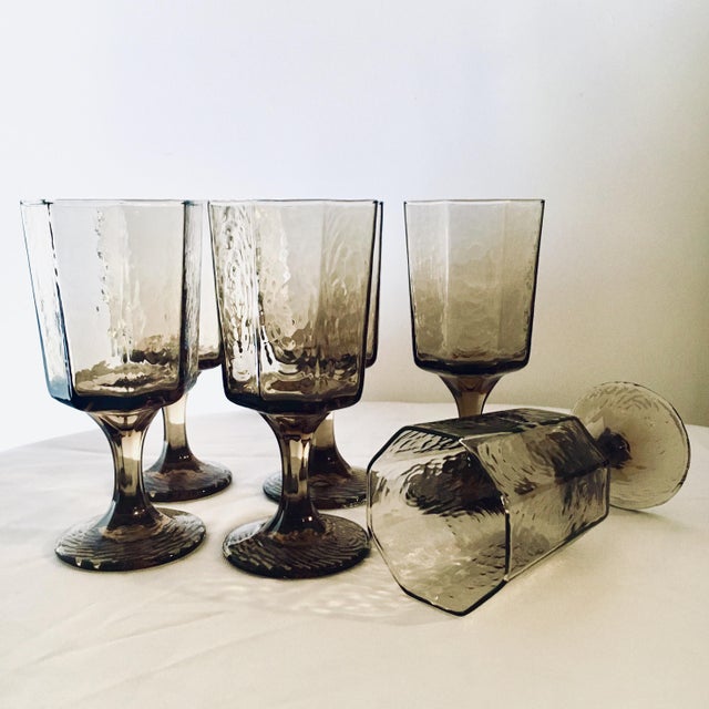 Mid Century Modern Faux Bois Smoked Glassware Set Of 6 Chairish