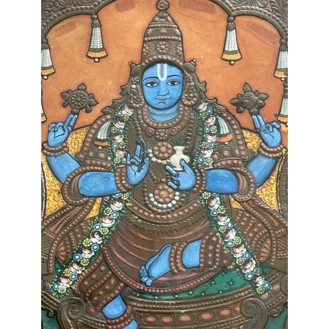 Early 20th C Tanjore Painting Dhanavantri Vishnu India Indian Thanjavur ...
