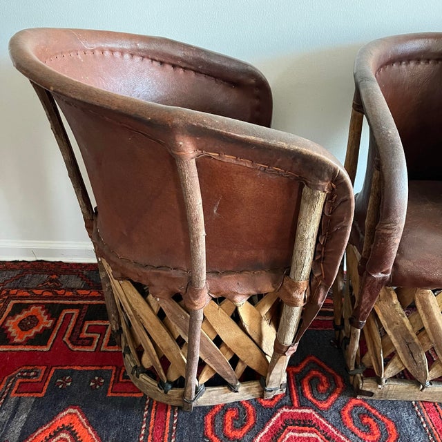 1970s Mexican Leather Chairs Dining Barrel Chairs Equipal Barrel Chair ...