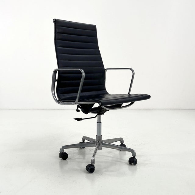 Black Leather Eames EA119 Desk Chair by Charles and Ray Eames for ICF ...