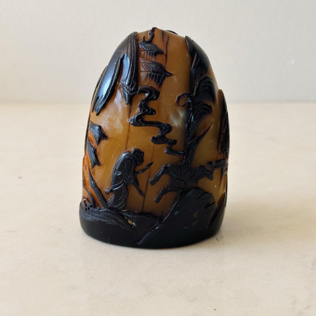 Antique Hand-Carved Chinese Objet Depicting Traditional Figure and ...