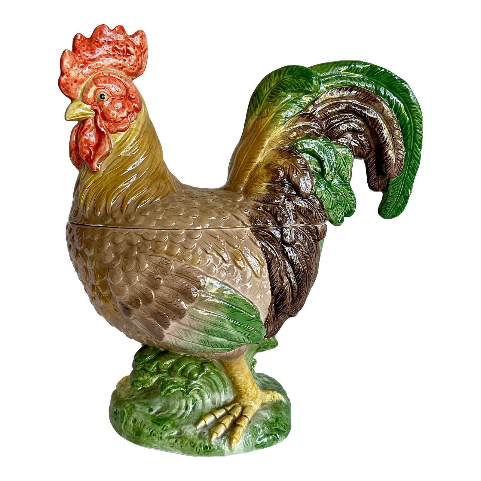1986 Fitz and Floyd 2 1/2 Qt Ceramic Rooster Tureen | Chairish