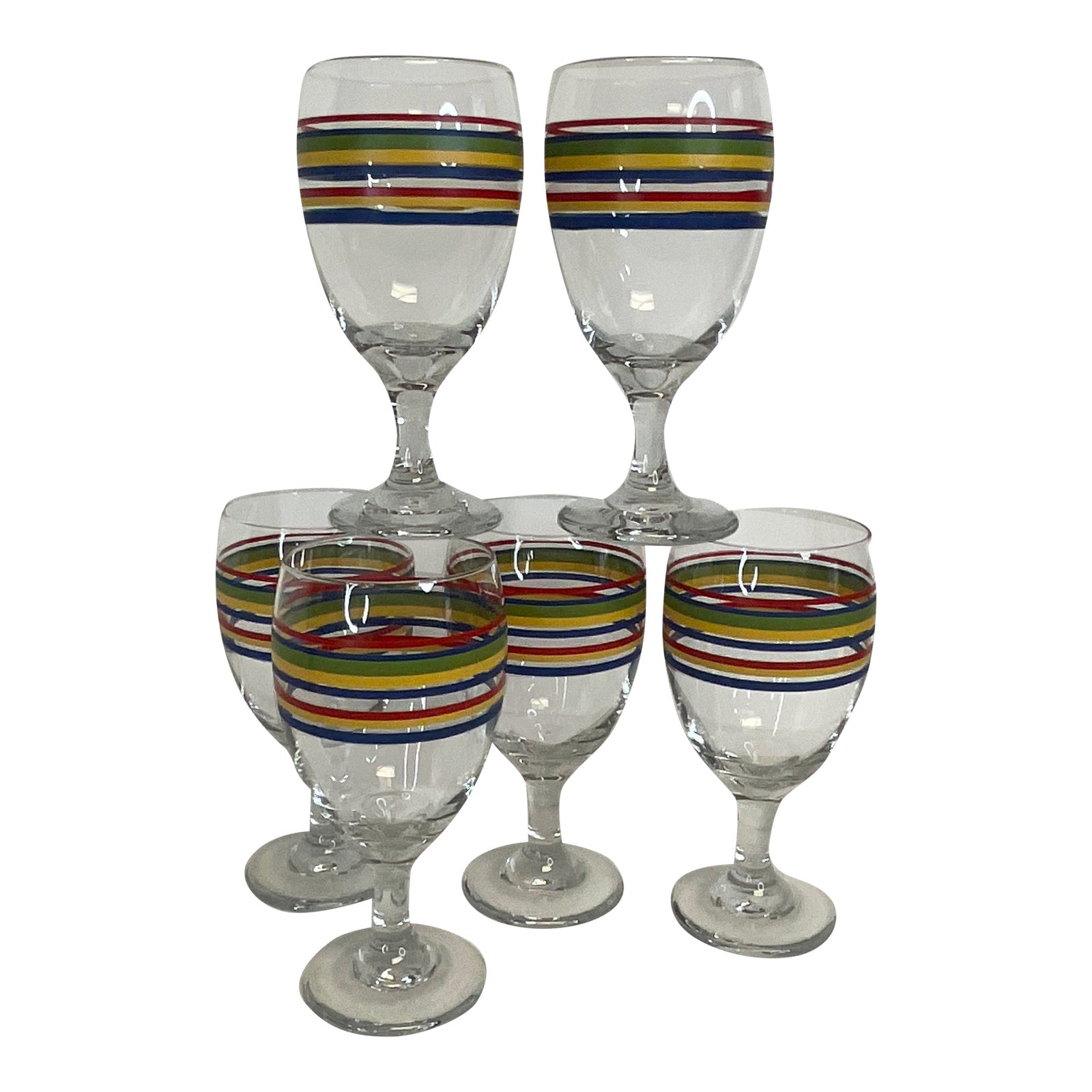 1980s Americana Libbey Fiestaware Rainbow Mambo Goblets - Set of 6 | Chairish