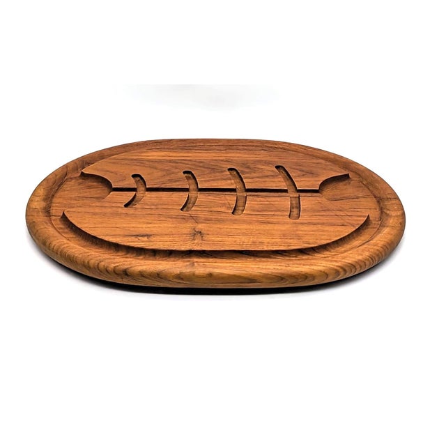 1970s Oval Shaped Teak Wood Carving Board | Chairish
