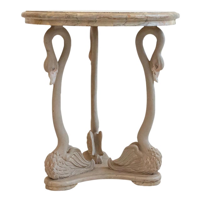 Faux Marble Swan Table | Chairish