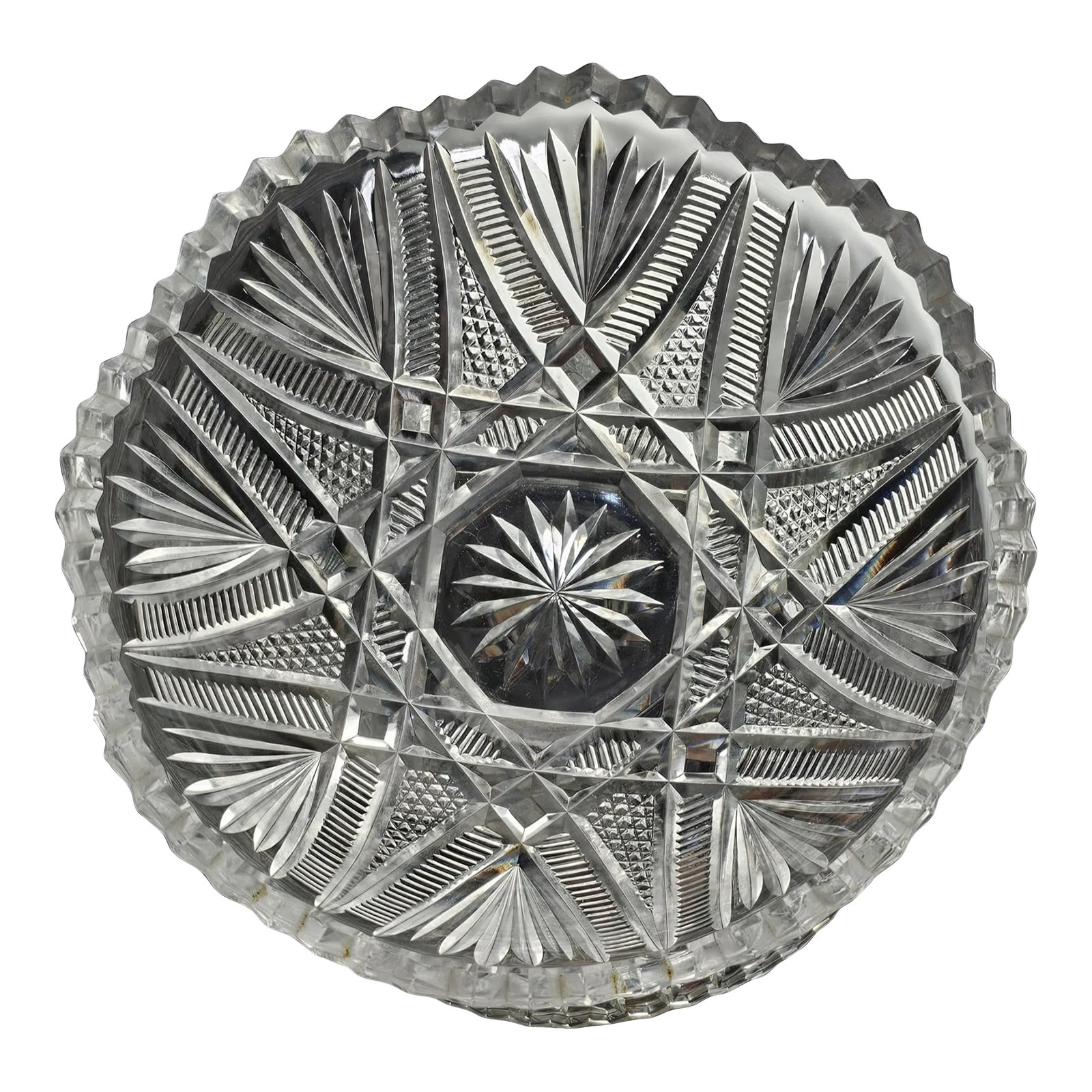 American Brilliant Period Cut Glass Sawtooth Bowl | Chairish