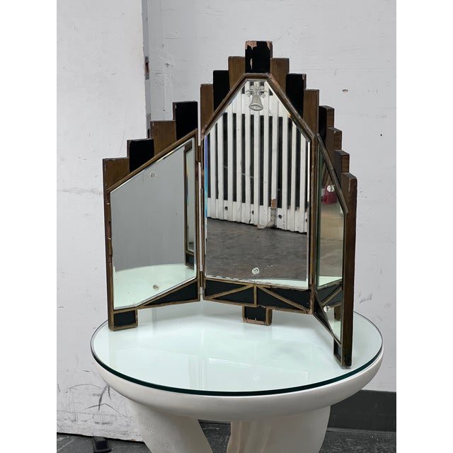 Vintage Tri-Fold Art Deco Table Top Mirror | Chairish