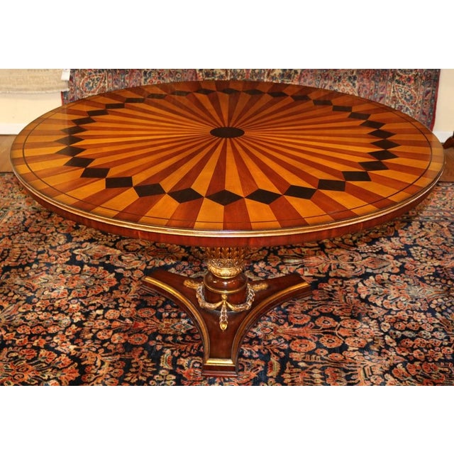 Inlaid Mixed Wood & Gilt Italian Style Center Dining Table | Chairish