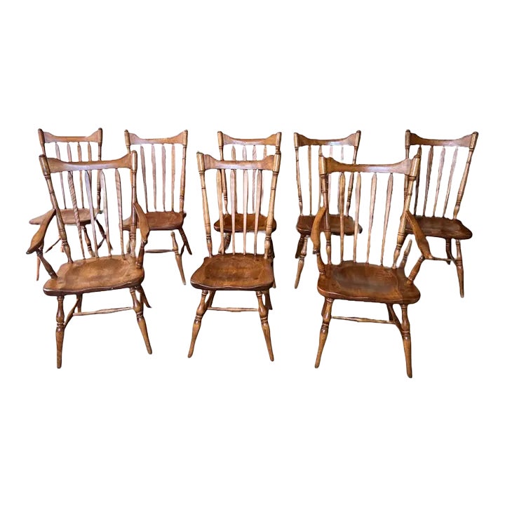 1950s Cushman Colonial Maple Spindle Back Dining Chairs- Set of 8 ...
