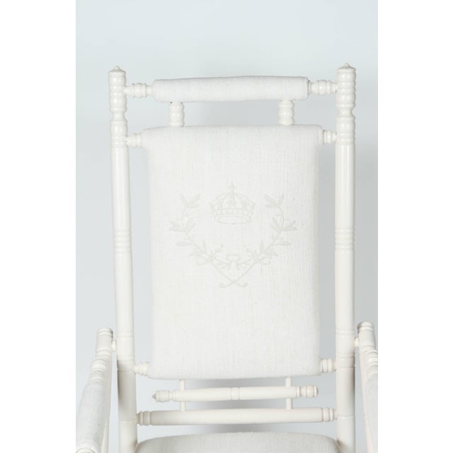 Antique Spring Rocking Chair With Custom Embroidery on Vintage Linen ...