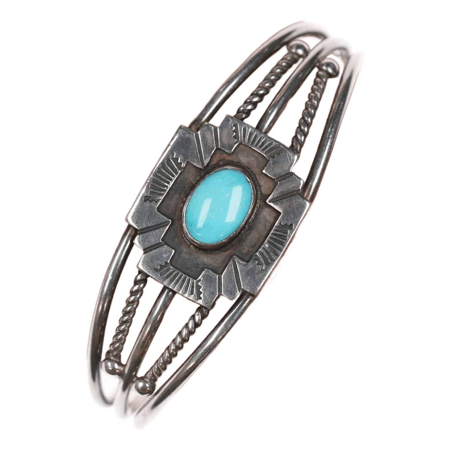 6.5" Vintage Native American silver Maltese Cross cuff bracelet with ...