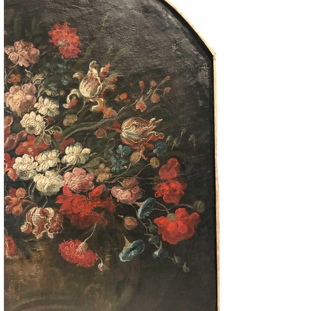 Mid 19th Century Floral Still Life Arch Top Framed Oil Painting | Chairish