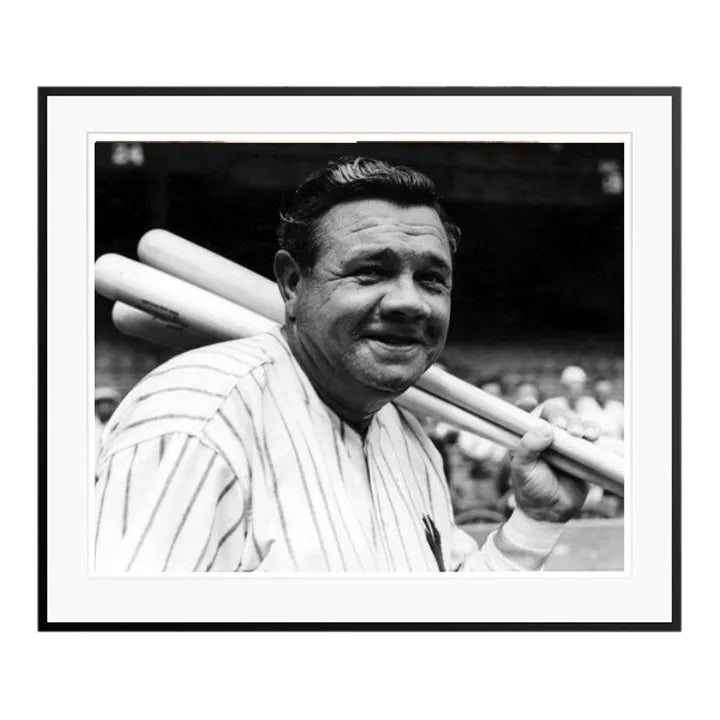 Babe Ruth With Baseball Bats Black Framed Archival Pigment Print - 37 X ...