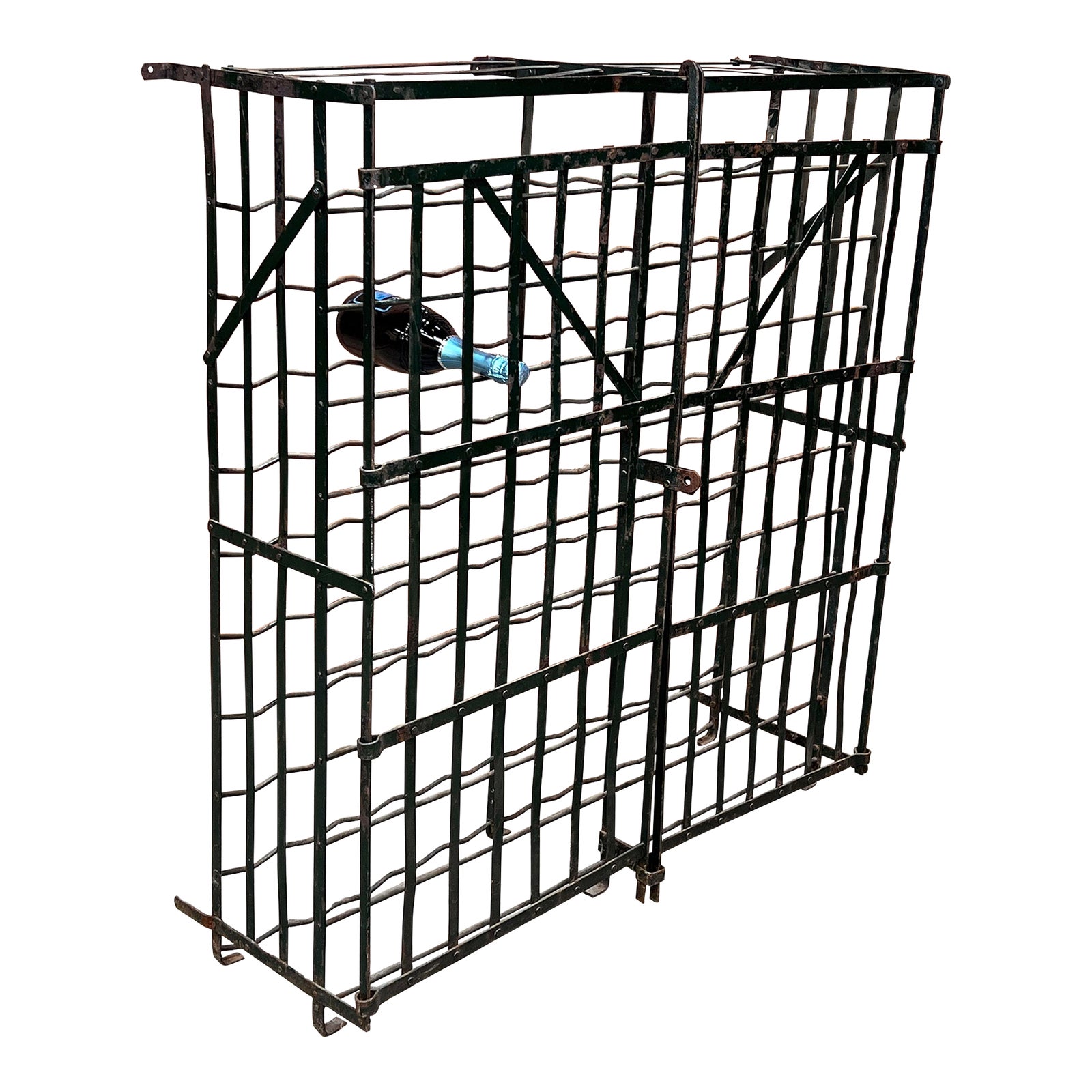 Antique French Industrial 100 Bottle Wine Cellar Rack / Cage | Chairish