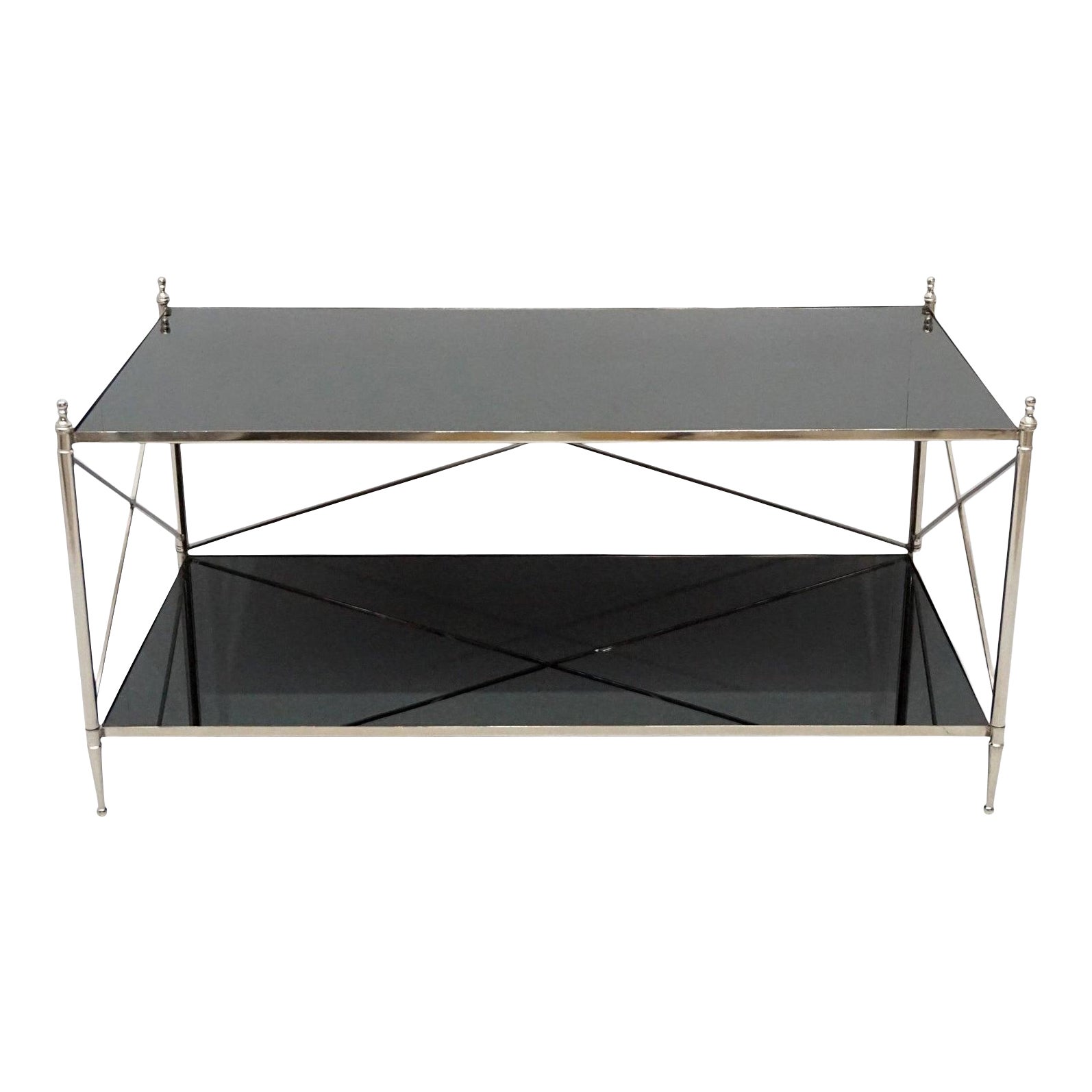 Contemporary Wade Rectangular Coffee Table With Black Mirrored Top ...