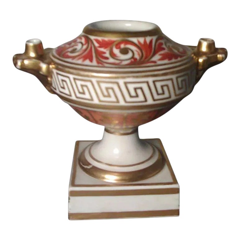 Early 19th Century Derby Porcelain Urn Form Inkwell | Chairish