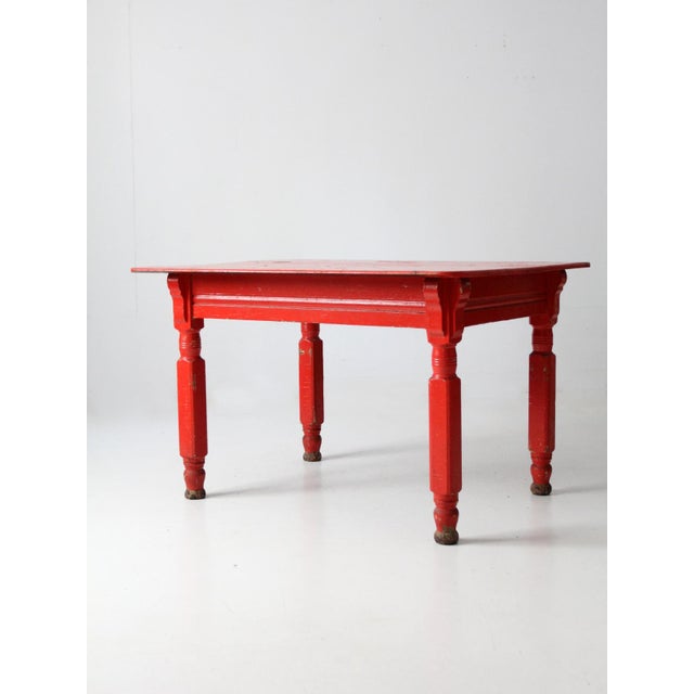 Antique Painted Red Table | Chairish