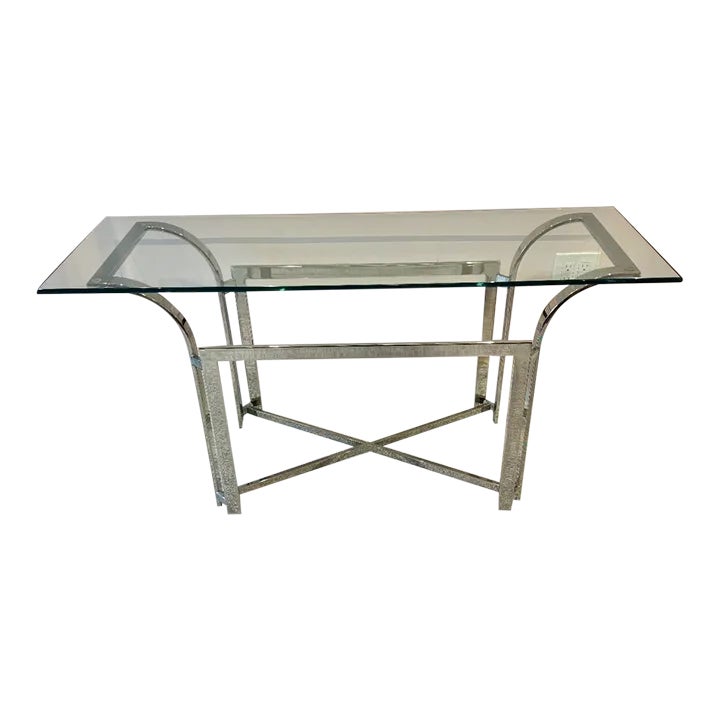 1980s Vintage Dia Style Chrome and Glass Console Table | Chairish