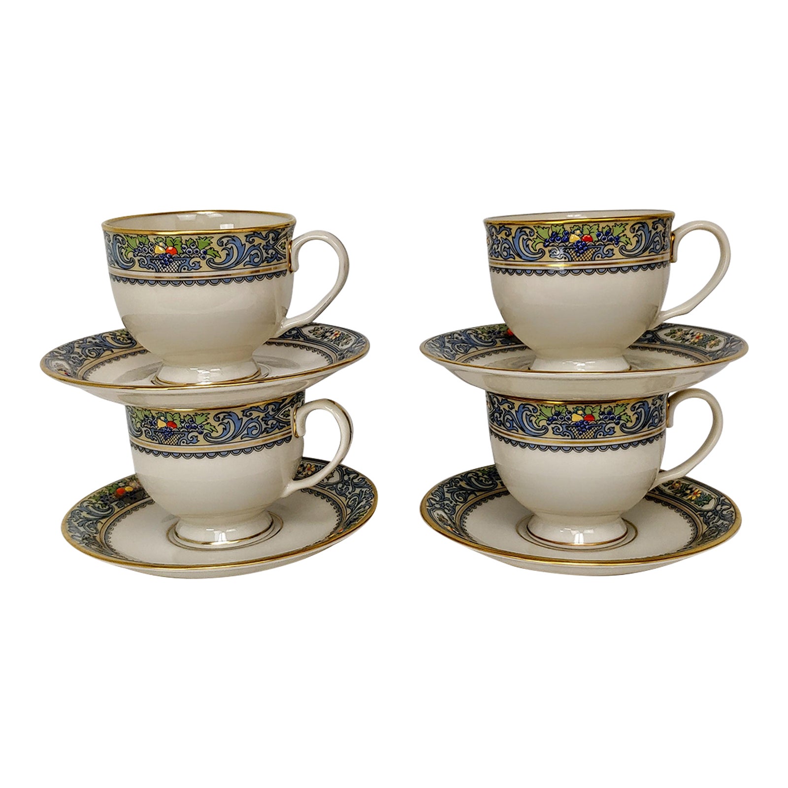 Lenox Autumn Cups and Saucers, Presidential Collection, Set of 4 | Chairish