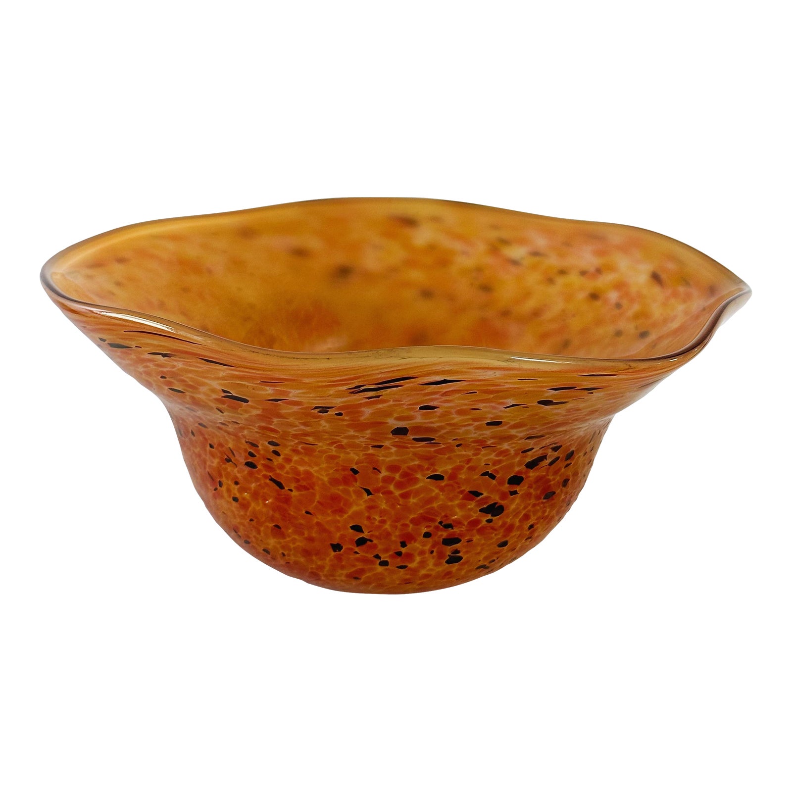 Vintage Hand Blown Glass Sink Basins in Lava Glass of Amber and Black ...