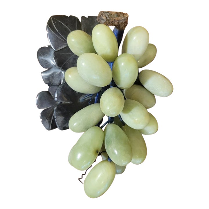 Vintage MCM Stone Green Grape Cluster & Leaves | Chairish