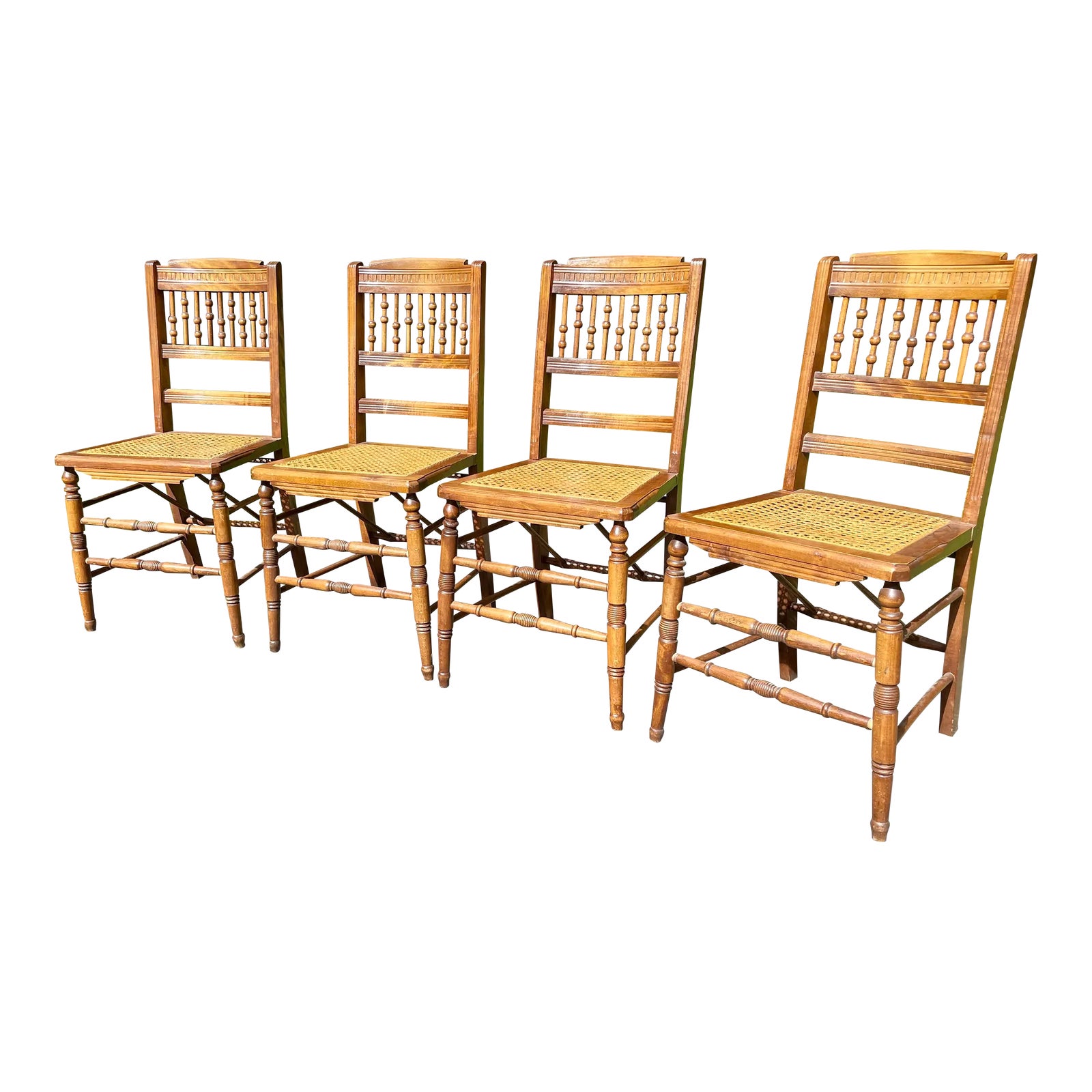 Early 20th Century Antique Oak, Half Spindle, Ball and Stick, Pressed ...