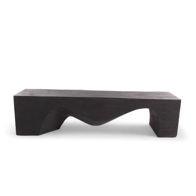 71" Inch Long Modern Black Sculpture Bench - 3 | Chairish