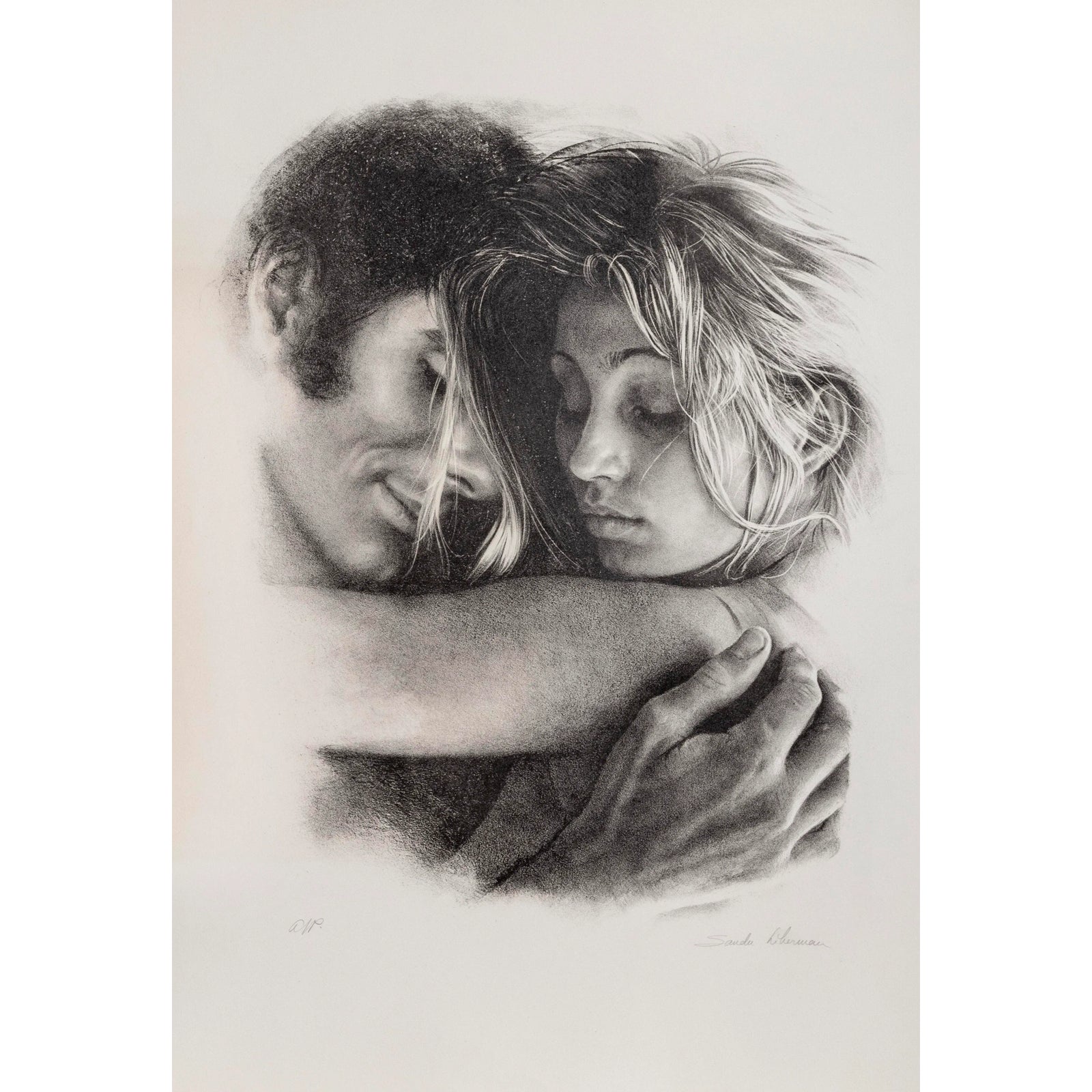 Lovers Asleep, Sandu Liberman Lithograph, Signed and Numbered in Pencil ...