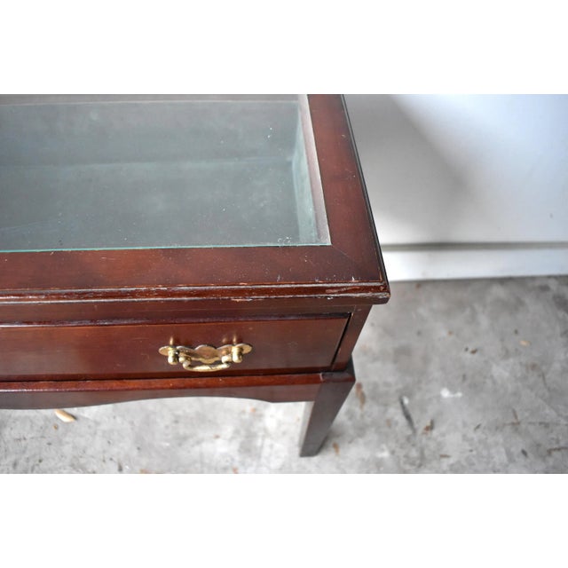 Vintage Display Dark Wood Side Table | Chairish