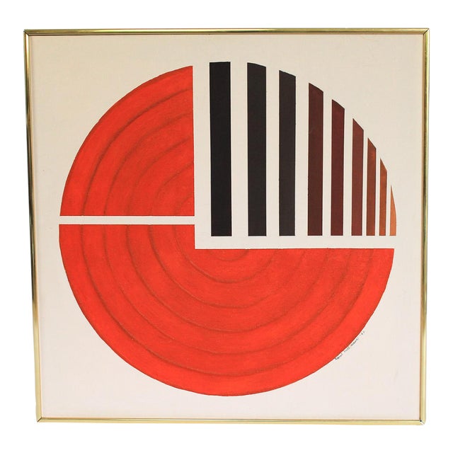 1980's Modern Minimalist Geometric Painting | Chairish