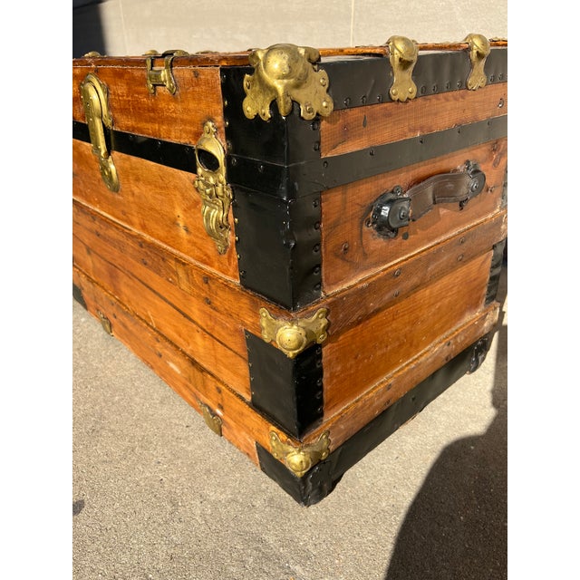 1960s Black Painted Wood with Gold Trunk | Chairish