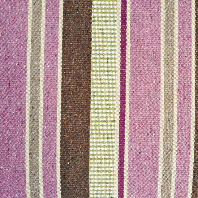 Striped Lilac & Brown Kilim Ottoman | Chairish
